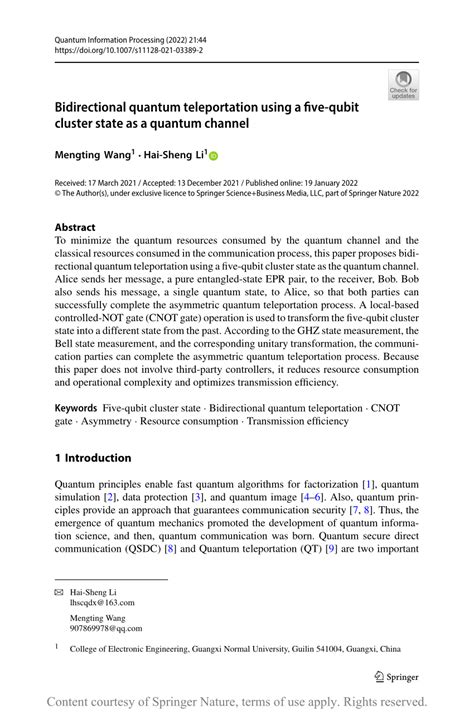 Bidirectional Quantum Teleportation Using A Five Qubit Cluster State As