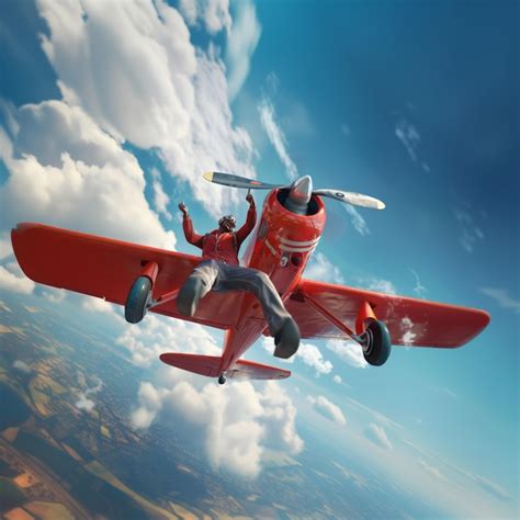 Premium Photo There Is A Man Riding On The Wing Of A Small Plane