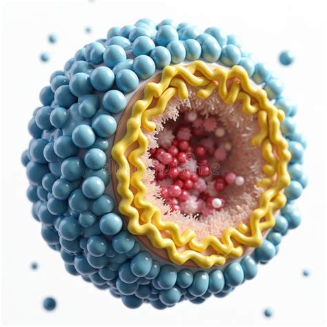 3d Illustration Of A Liposome With A Cross Section Lipid Bilayer