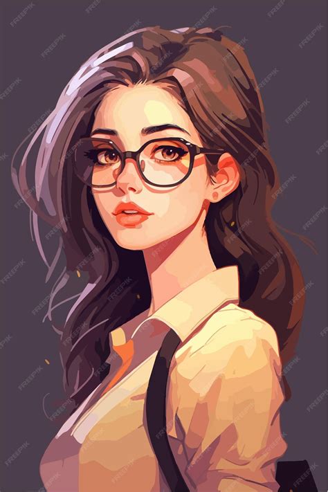 Premium Vector A Girl With Glasses And A Yellow Shirt