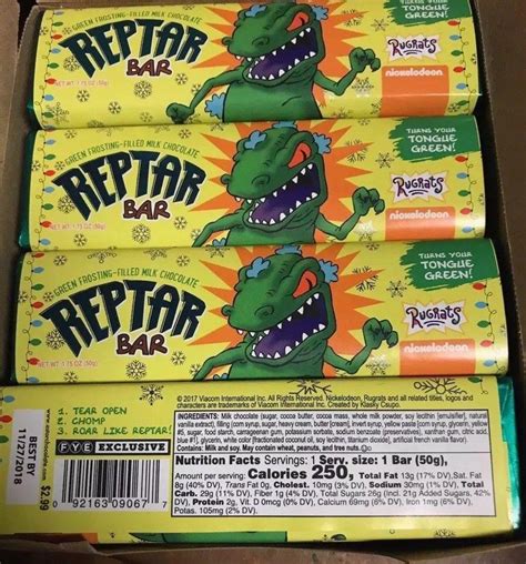 5 Reptar Bar Nickelodeons Rugrats Fye Exclusive Chocolate Green Tongue