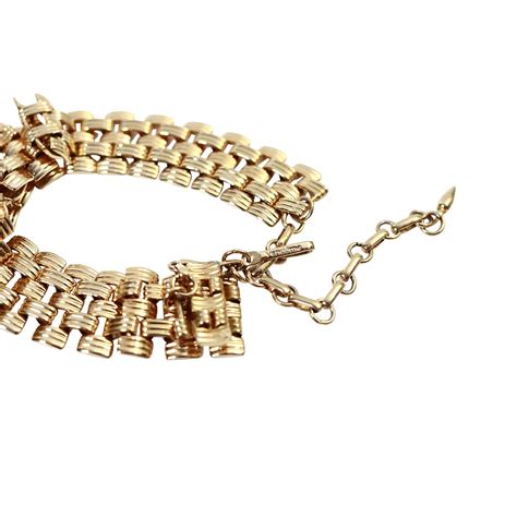 Vintage Vendome Gold Tone Basket Weave Choker Necklace Circa 1980s At