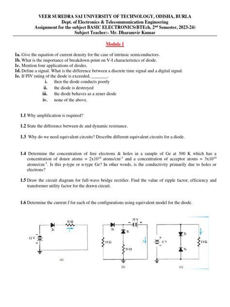 Be Assignment1 Dku2024 Pdf Diode Electrical Engineering