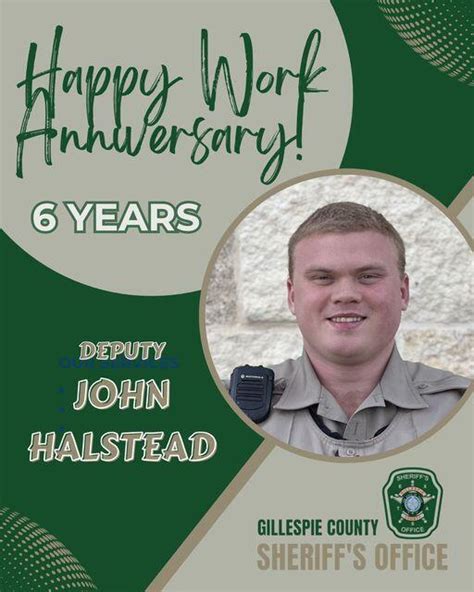 Congratulations To Deputy John Halstead On His 6th Anniversary With The Gillespie County Sheriff