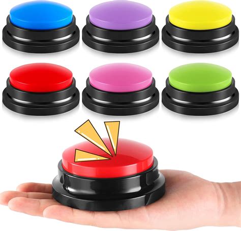 Ovveroche 6 Pieces Recordable Answer Buzzers Button Answer
