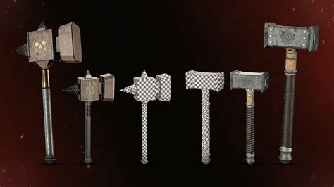 Artstation 20 Axes And Hammers Game Asset With Texture Game Assets