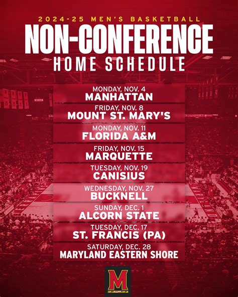 Printable Maryland Men S Basketball Schedule Free Printable Schedules