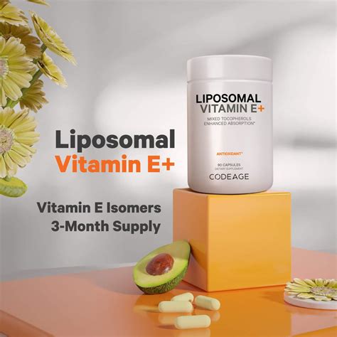 Codeage Liposomal Vitamin E Supplement Alpha Tocopherol Isomers Beta