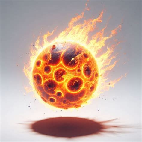 A Ball Of Fire Falling Isolated Against A White Background Flames