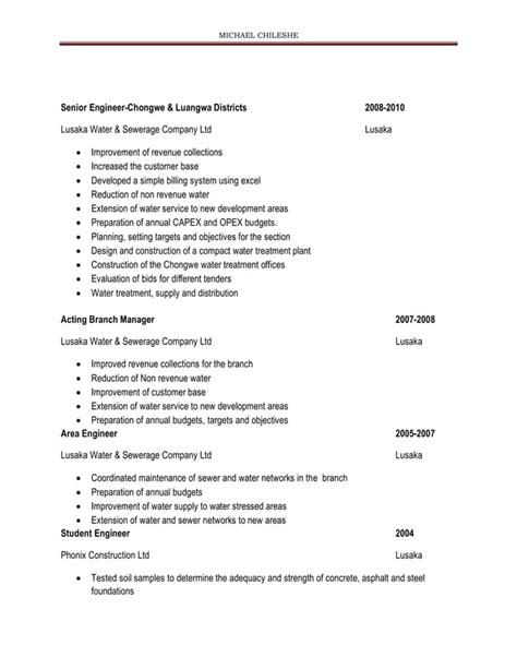 Michael Chileshe Cv 1 Pdf