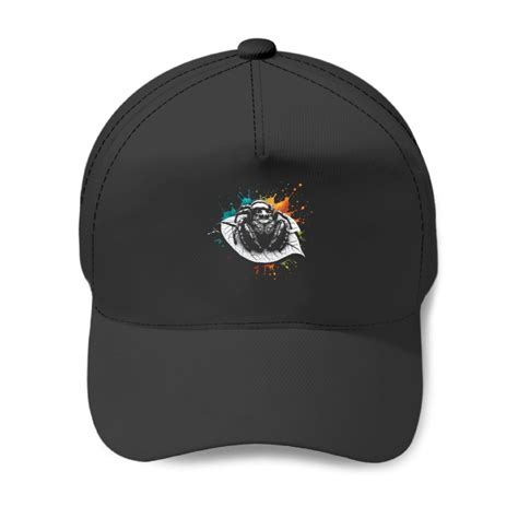 Jumping Spider Monochromatic Jumping Spider With Colorful Splash Baseball Caps Black Sold By