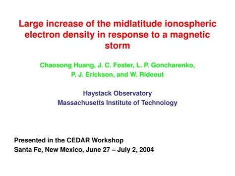 Ppt Large Increase Of The Midlatitude Ionospheric Electron Density In