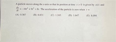 Solved A Particle Moves Along The X Axis So That Its