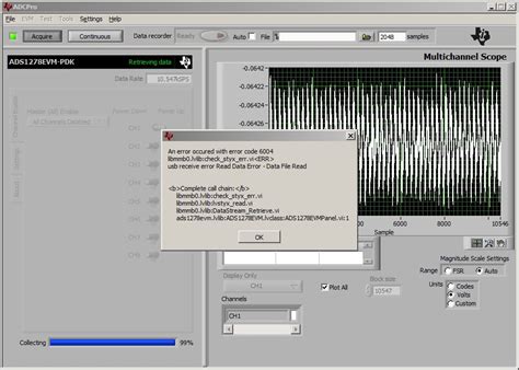 ADCpro Errors During Data Loading From ADS Data Converters Forum Data Converters TI