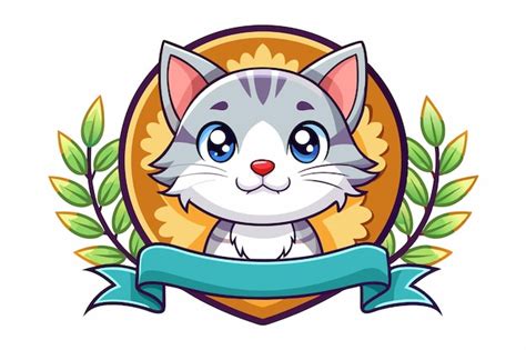 파란 눈과 발을 가진 귀여운 만화 고양이 프리미엄 AI 생성 벡터