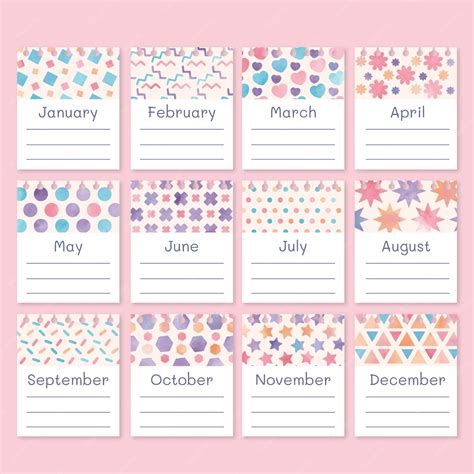 Free Vector Months Of The Year Template Design
