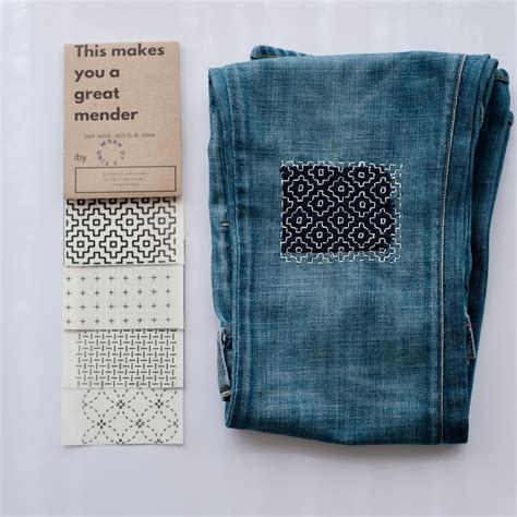 Visible Mending Transfer Sashiko Pattern Stick Stitch Embroidery