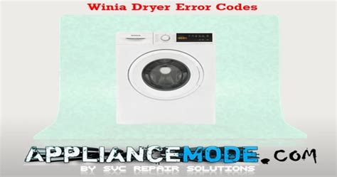 Winia Dryer Error Codes