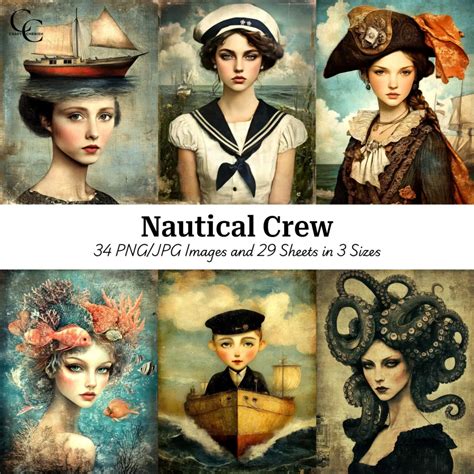 Nautical Crew Barnacle Sailor Printable Images Vintage Sailor Ephemera