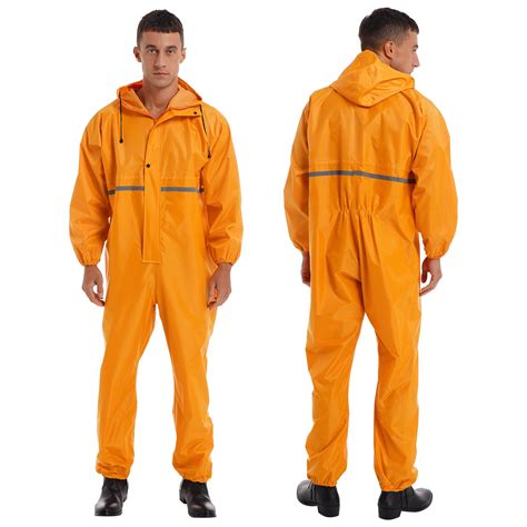 Iiniim Mens One Piece Rain Suit Reusable Waterproof Hooded Raincoat
