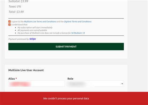 I Could Not Subsucribe To Multisim Live Premium Multisim Live