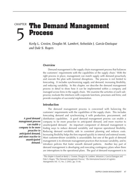 The Demand Management Process Pdf Supply Chain Demand