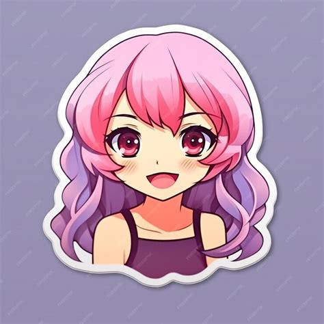 Premium Photo Isolated Anime Smiling Girl Sticker Card Generative Ai