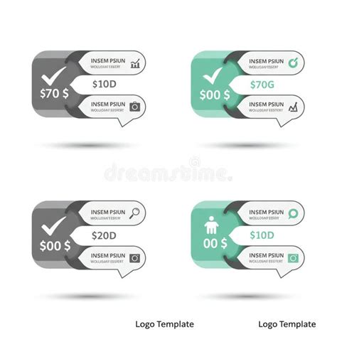 Four Graphic Templates Featuring Stylized Rounded Rectangles Divided