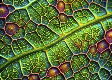 Unveiling The Secrets Of A Leaf A Panoramic Microscopic Journey Through Plant Structure Stock