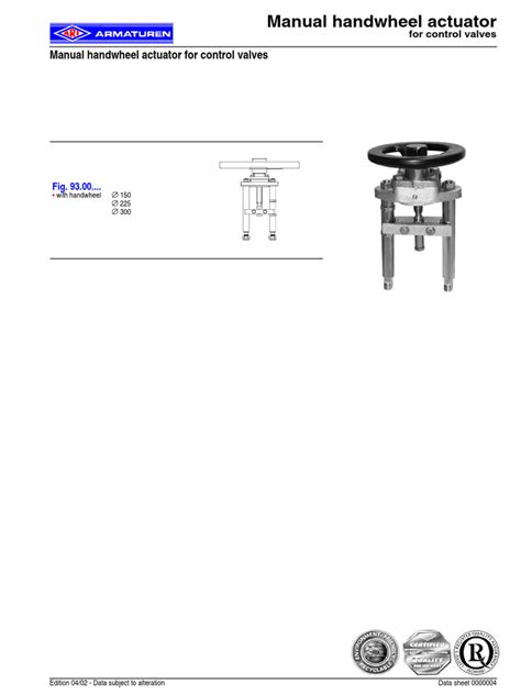 Manual Handwheel Actuator For Valves Pdf Valve Machines