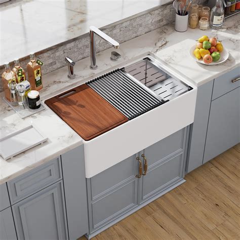 30 White Farmhouse Sink Workstation Hugsleek Undermount Farm Kitchen Sink 30x20 Inch Apron