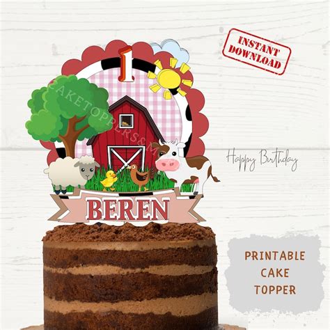 Farm Cake Topper Etsy