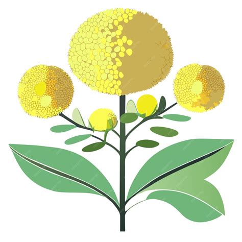 Craspedia One Flower Sparce Vector Illustration Flat 2 Premium Ai