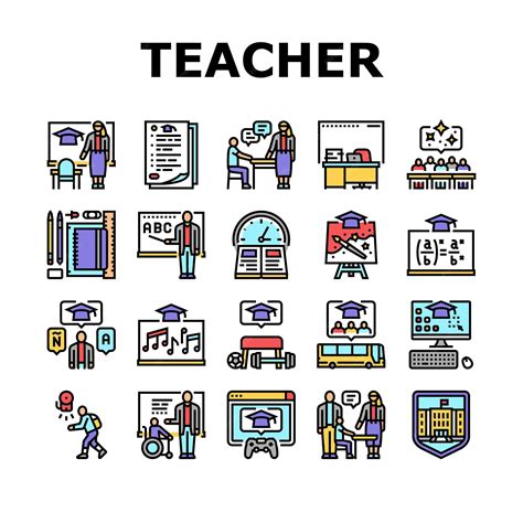 Premium Vector Primary School Teacher Education Icons Set Vector