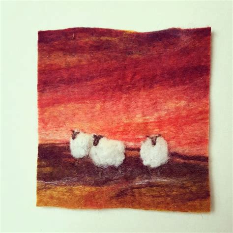 Needle Felting Two White Sheep Standing On Grass Field