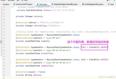 使用mybatisplus中的tablefieldfill Fieldfillinsert不起作用（不能自动填充数据）fill Sert不生效 Csdn博客