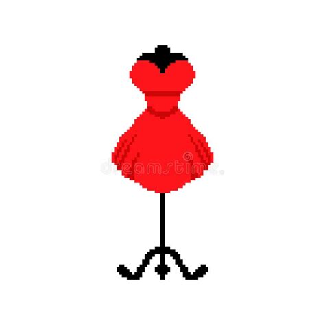 Red Dress Pixel Art 8 Bit Beautiful Red Womens Sarafan Onhanger Stock Vector Illustration Of