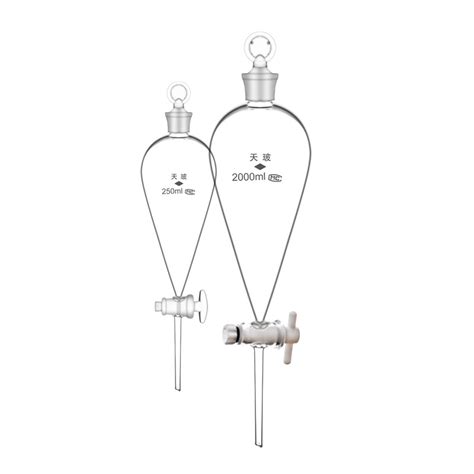 Pear Shaped Separating Liquid Funnel Teflon Piston Glass Piston Full