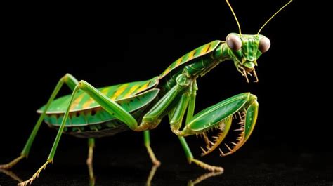 Premium Photo Close Up Of Grasshopper On Black Background