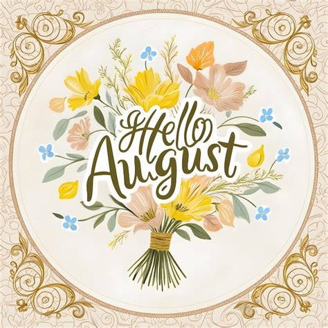 Hello August Greeting Template Premium Ai Generated Image