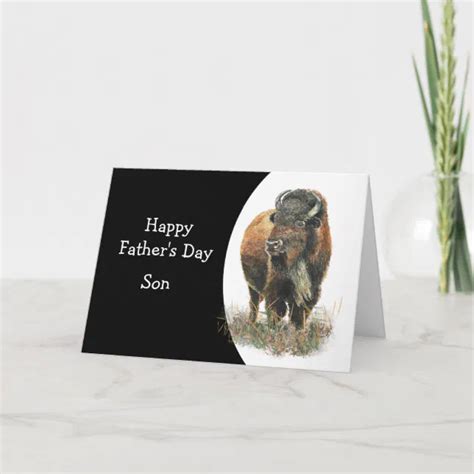 Happy Fathers Day Son Watercolor Buffalo Bison Card Zazzle