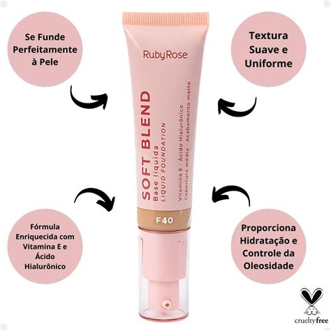 Base Líquida Ruby Rose Soft Blend F40 Média Cobertura 30g Hb M301 4 F40