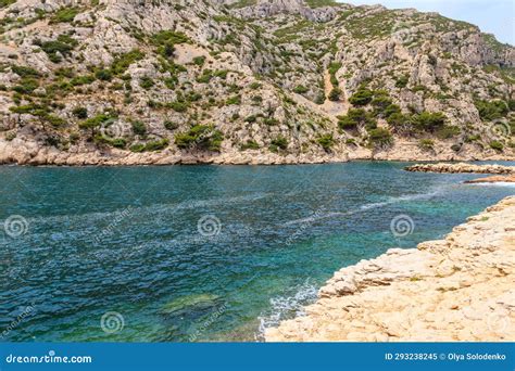 View Of Calanque De Morgiou On The Mediterranean Shore Between