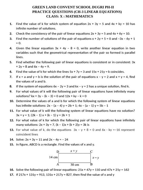 Ch 3 Linear Equation Pdf Equations Length
