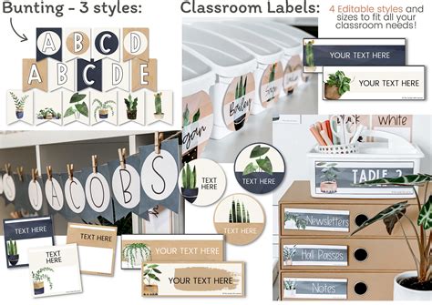 Boho Plants Classroom Decor Bundle Rustic Modern Boho Decor Etsy