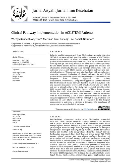 Pdf Clinical Pathway Implementation In Acs Stemi Patients