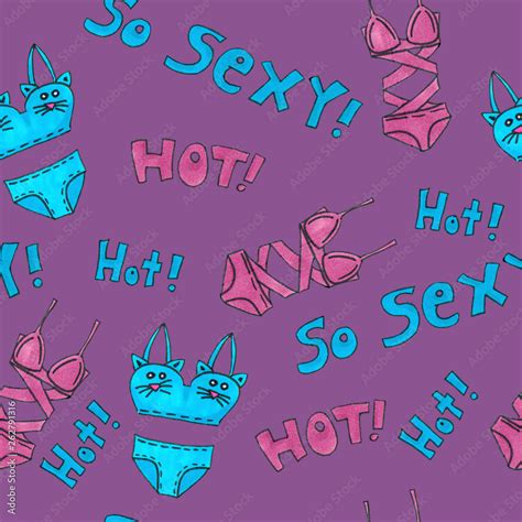 Pink And Blue Lingerie Seamless Pattern Marker Art Underwear Wallpaper