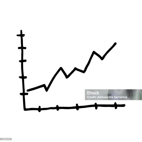 Economic Growth Chart Isolated On A White Background Doodle Vector