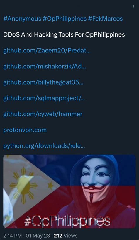 Anonymous Giving Ddos And Hacking Tools To Filipinos That Willingly To