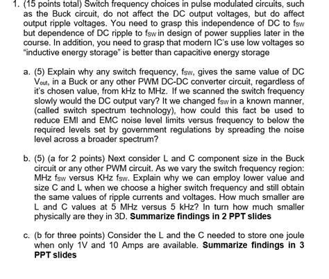 Solved 1 15 Points Total Switch Frequency Choices In